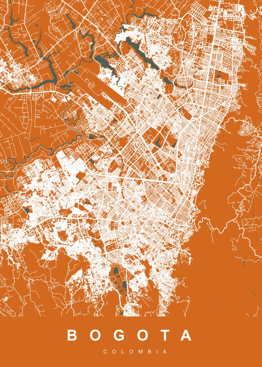 'BOGOTA City Map Colombia' Poster, picture, metal print, paint by ...