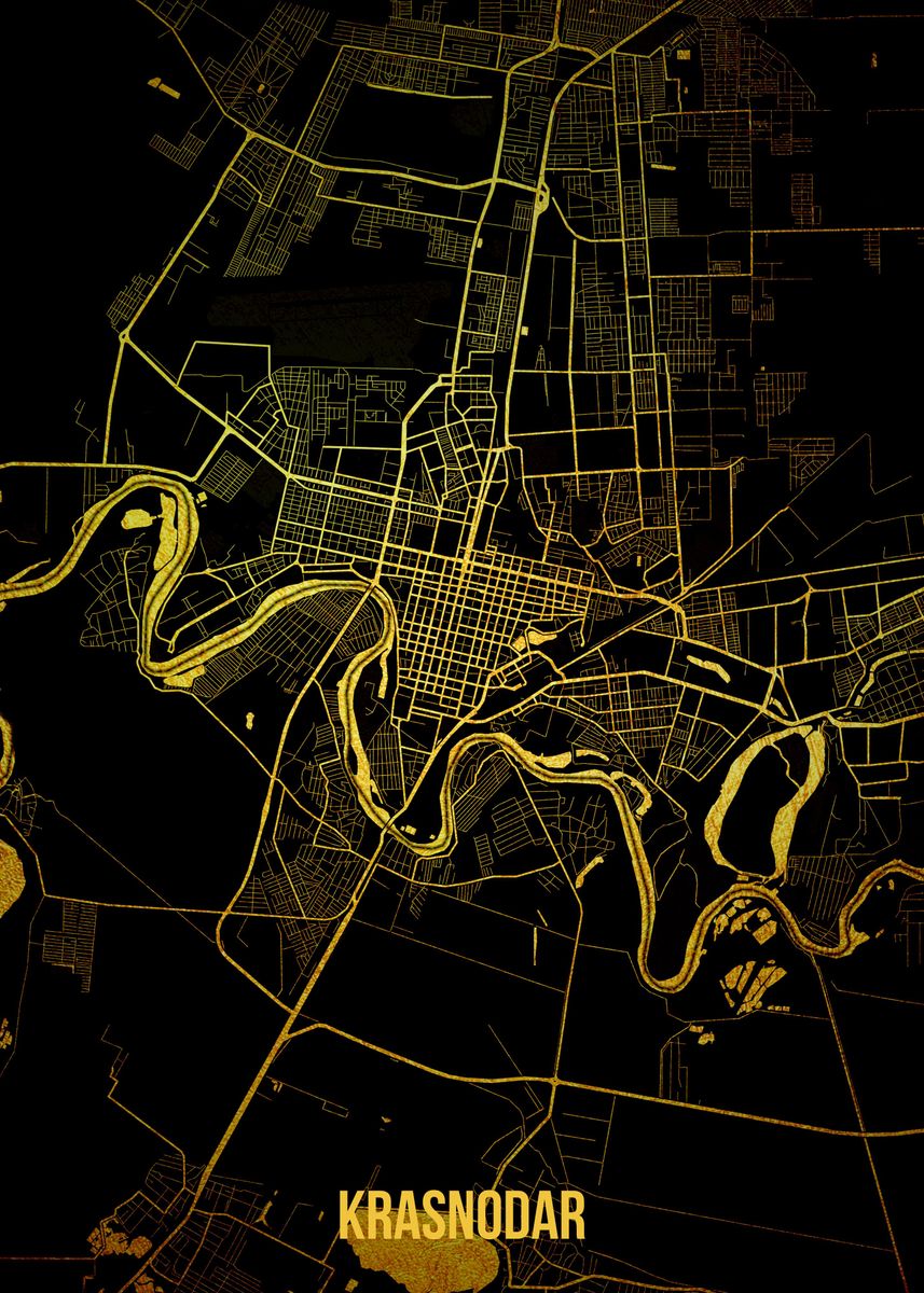 'Krasnodar gold map' Poster, picture, metal print, paint by LUNGHISTE ...