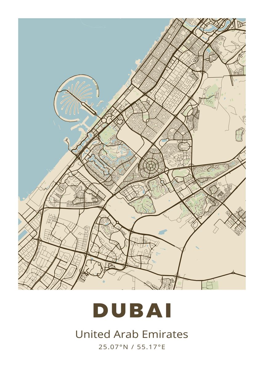 'Dubai City Map' Poster, picture, metal print, paint by Tarendra Studio ...