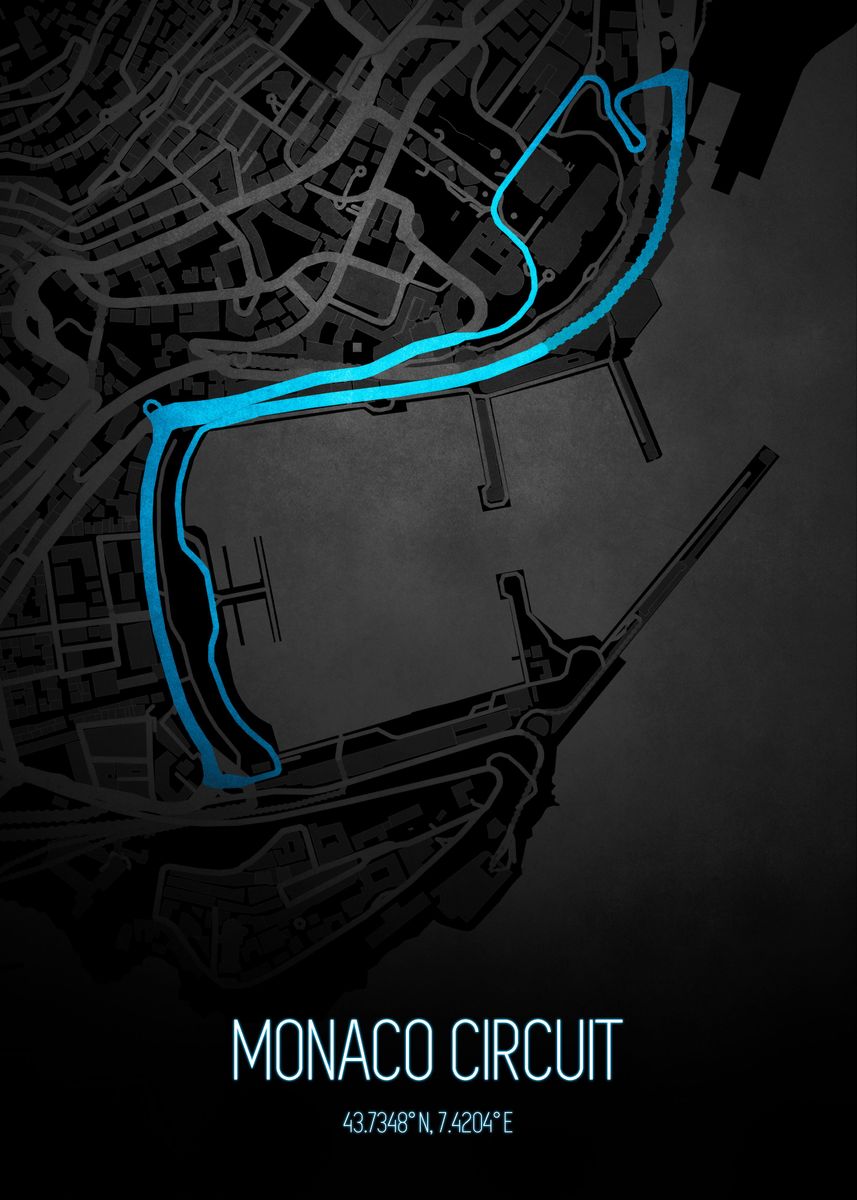 'Monaco Circuit Map' Poster, picture, metal print, paint by The ...