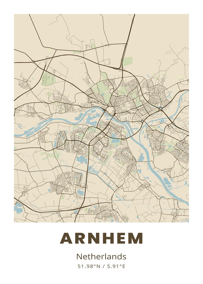 'Arnhem City Map' Poster by Tarendra Studio | Displate