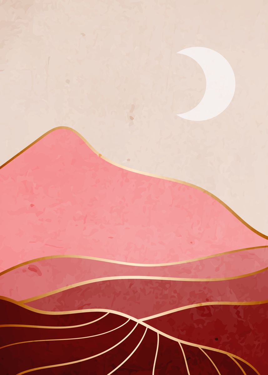 'Desert Moon Modern Art 3' Poster, picture, metal print, paint by Human ...