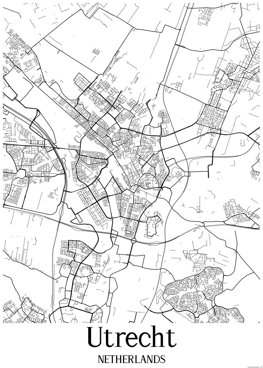 'Utrecht Netherlands Map' Poster, picture, metal print, paint by Tim ...