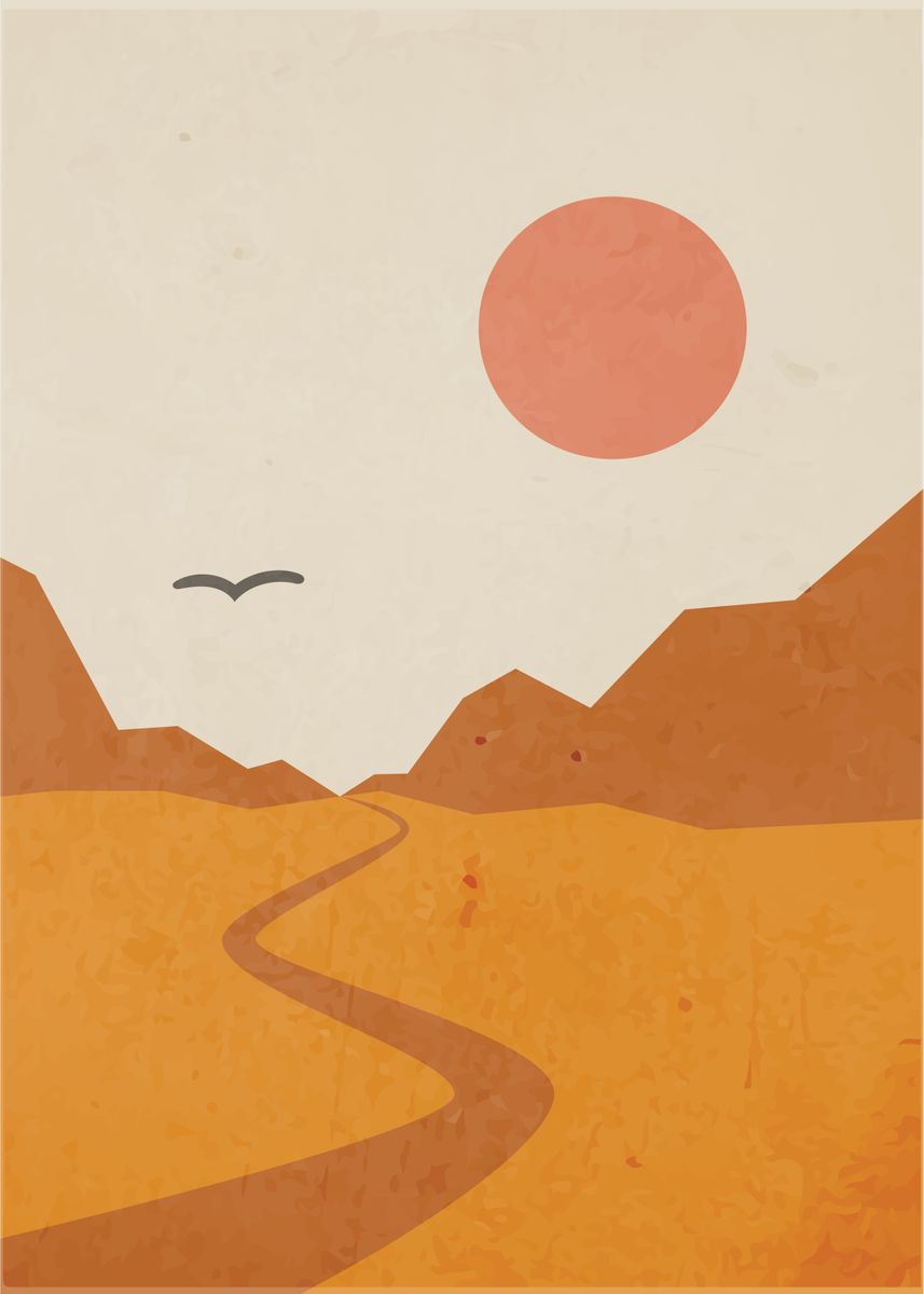 'Sun and Mountain Art 4' Poster by Human Shadow | Displate