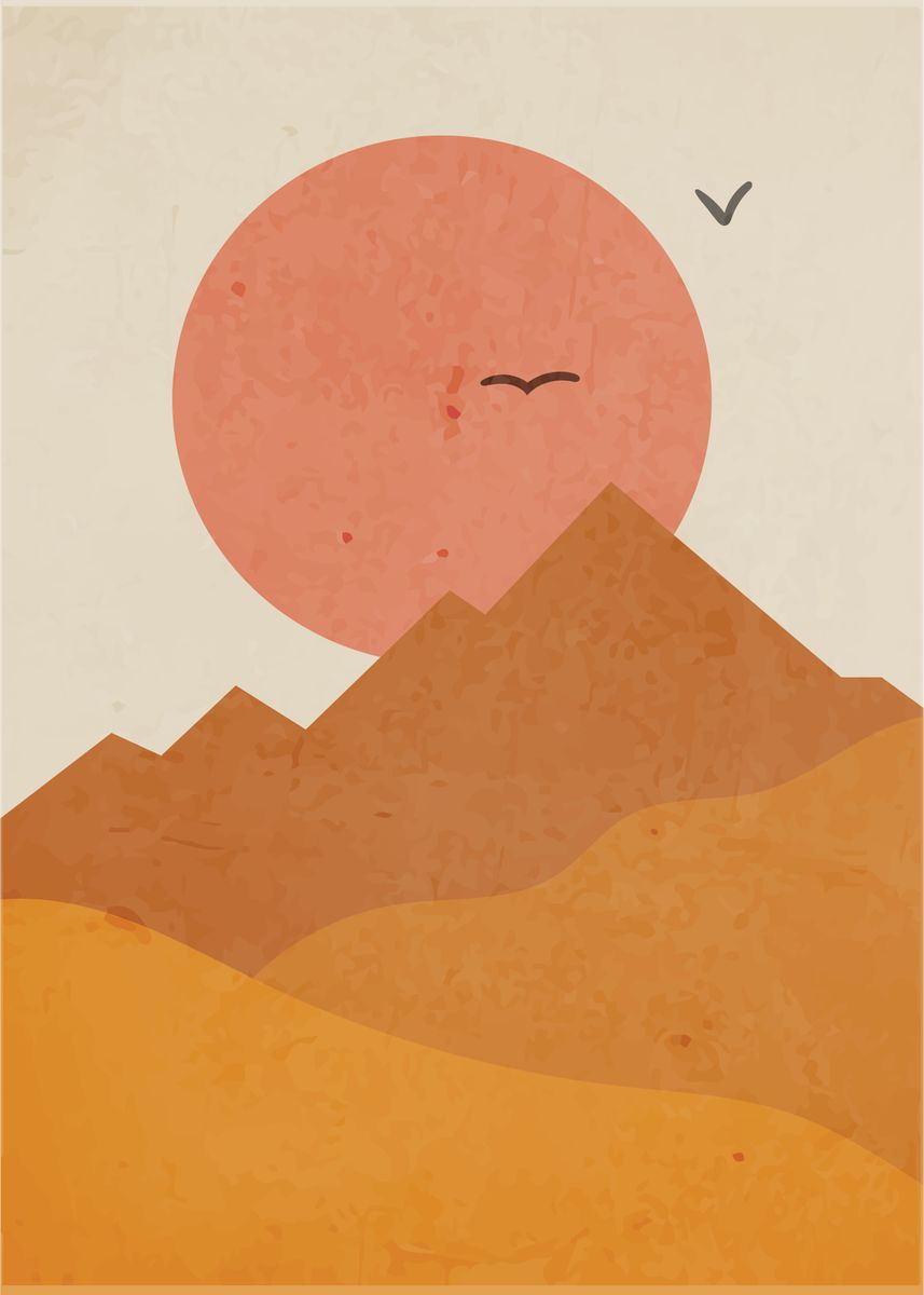 'Sun and Mountain Art 2' Poster, picture, metal print, paint by Human ...
