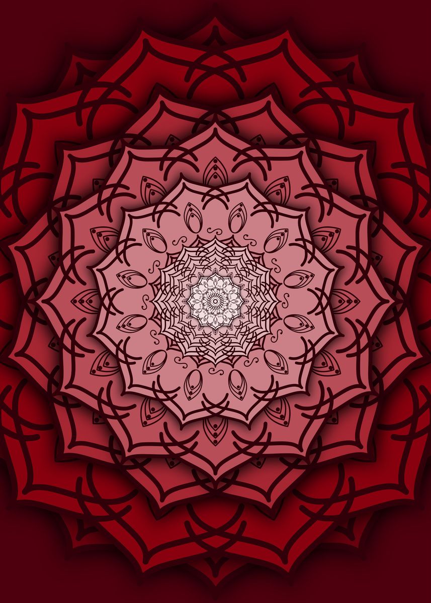 'red mandala' Poster, picture, metal print, paint by chevia sss | Displate