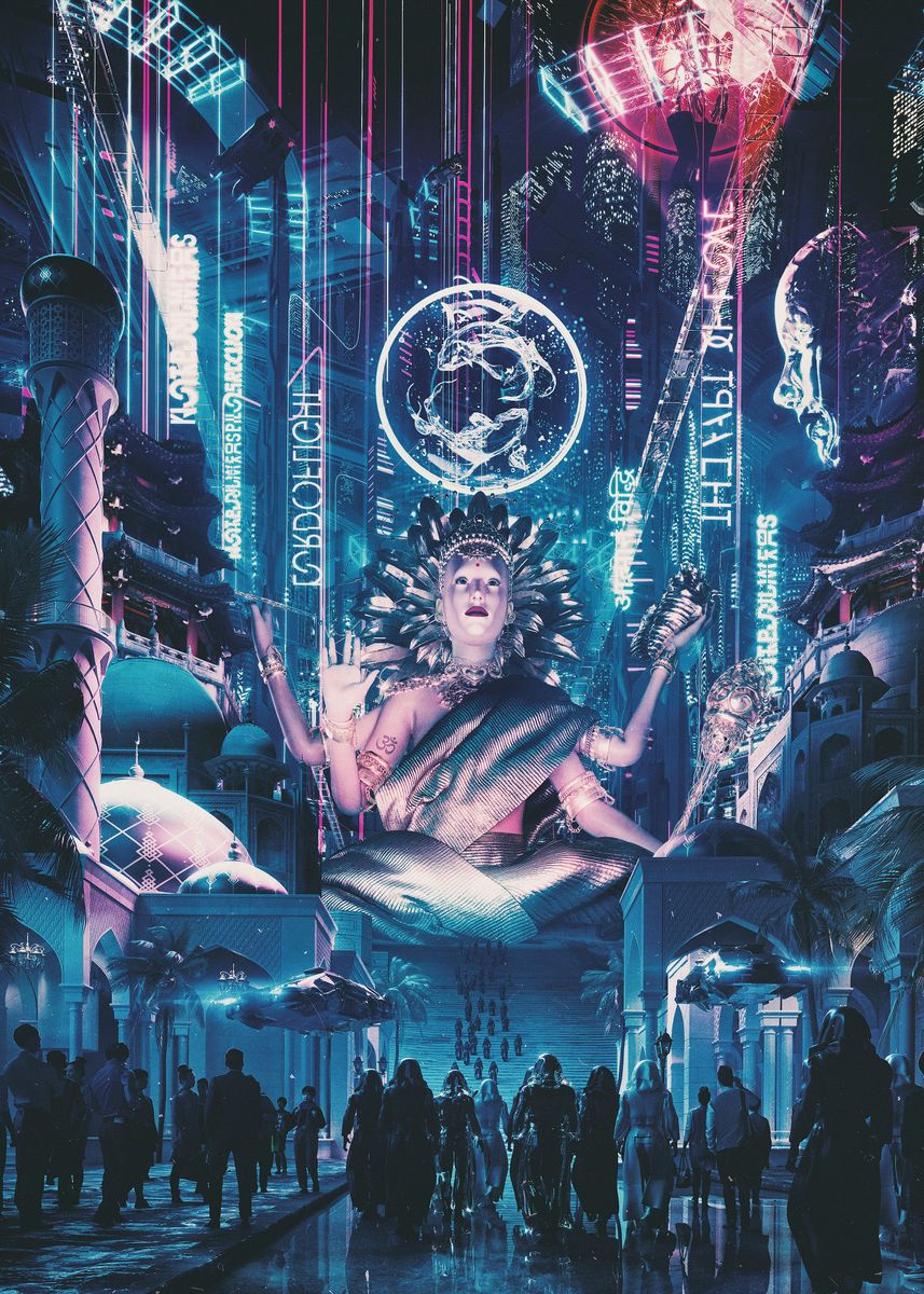 'NEON GODS' Poster, picture, metal print, paint by Gal Barkan | Displate