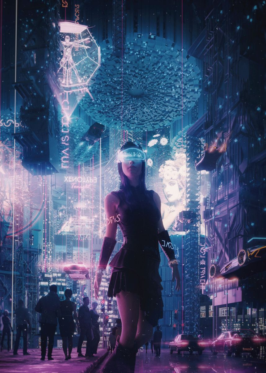 'cybernights' Poster, picture, metal print, paint by Gal Barkan | Displate