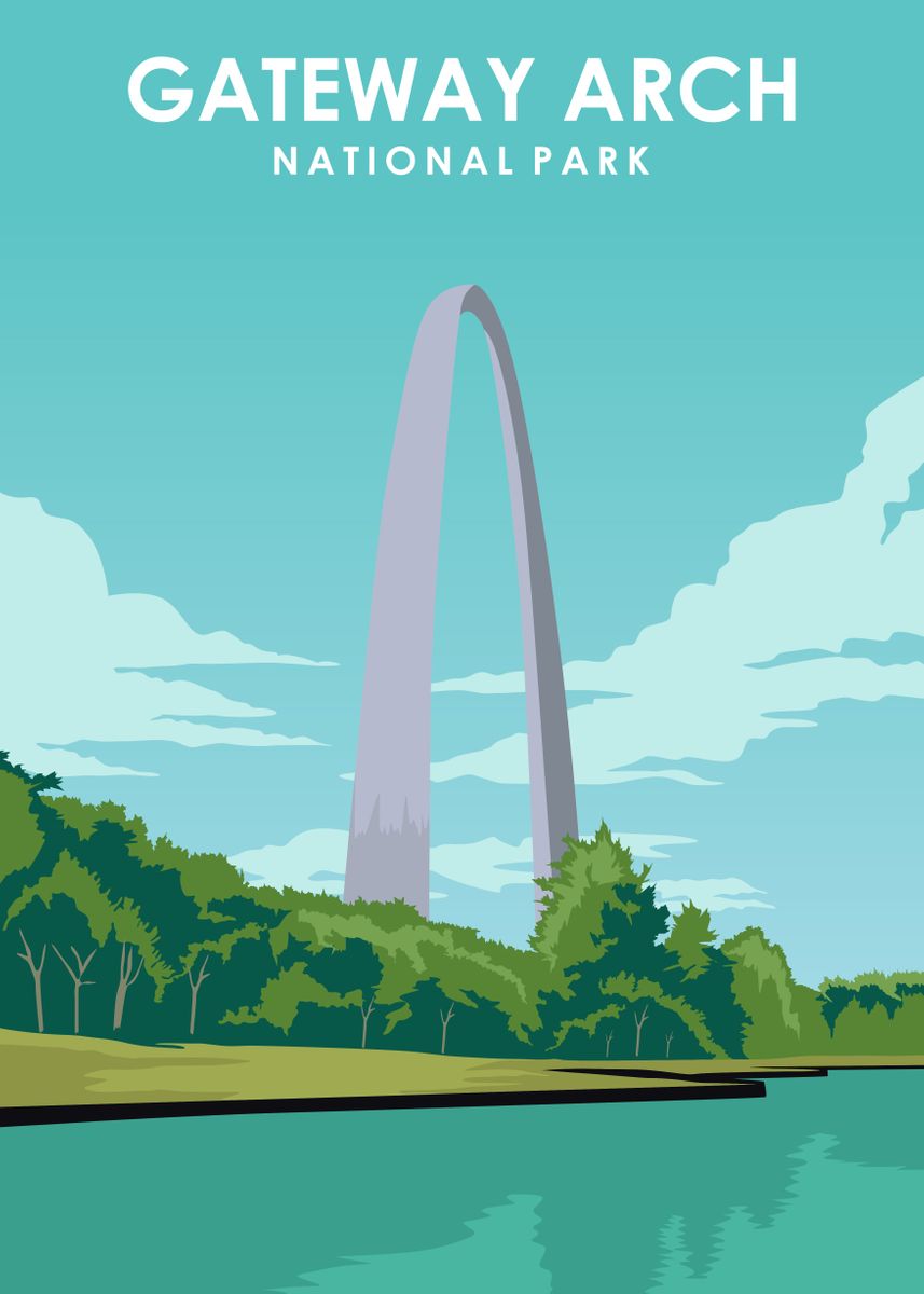 'Gateway Arch Travel Poster' Poster, picture, metal print, paint by ...