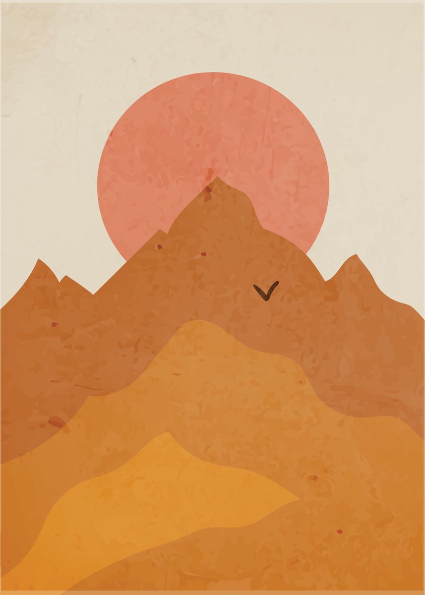 'Sun and Mountain Art 3' Poster, picture, metal print, paint by Human ...