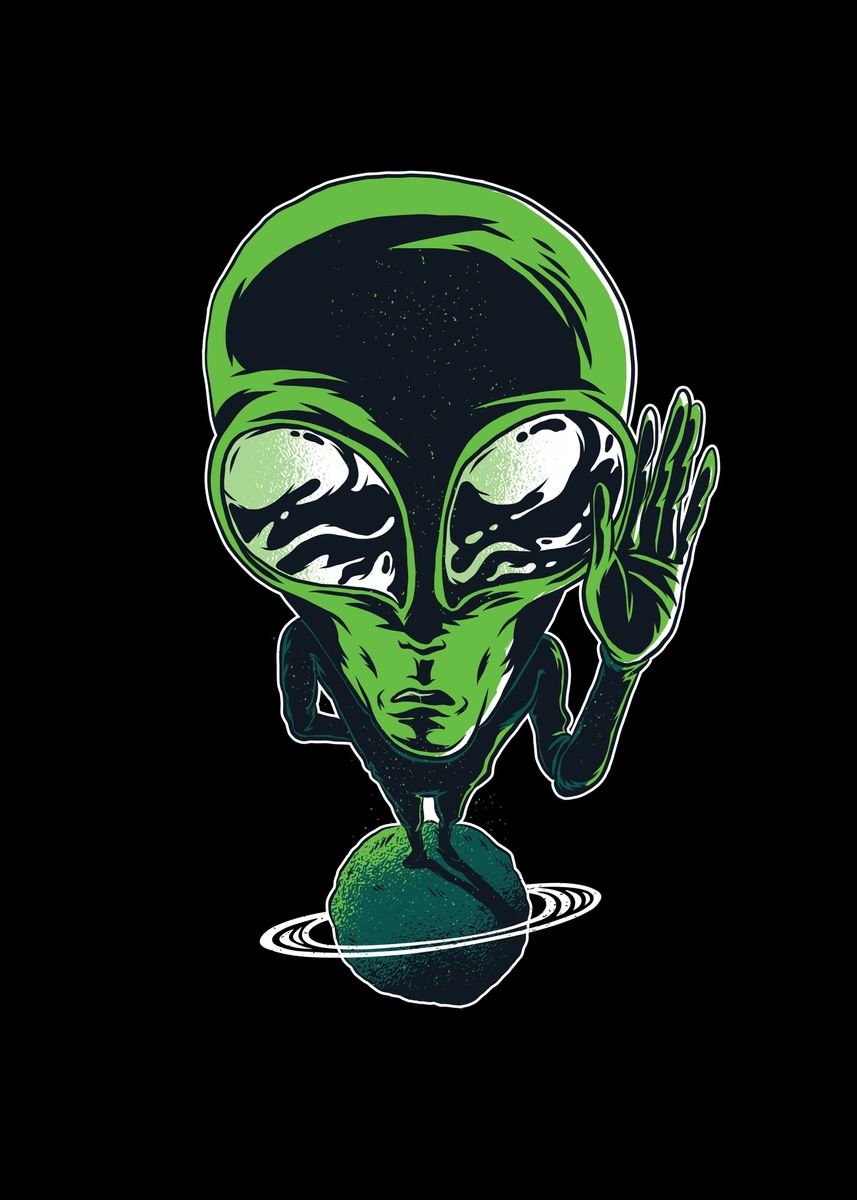 'Left Hand Alien' Poster, picture, metal print, paint by ...