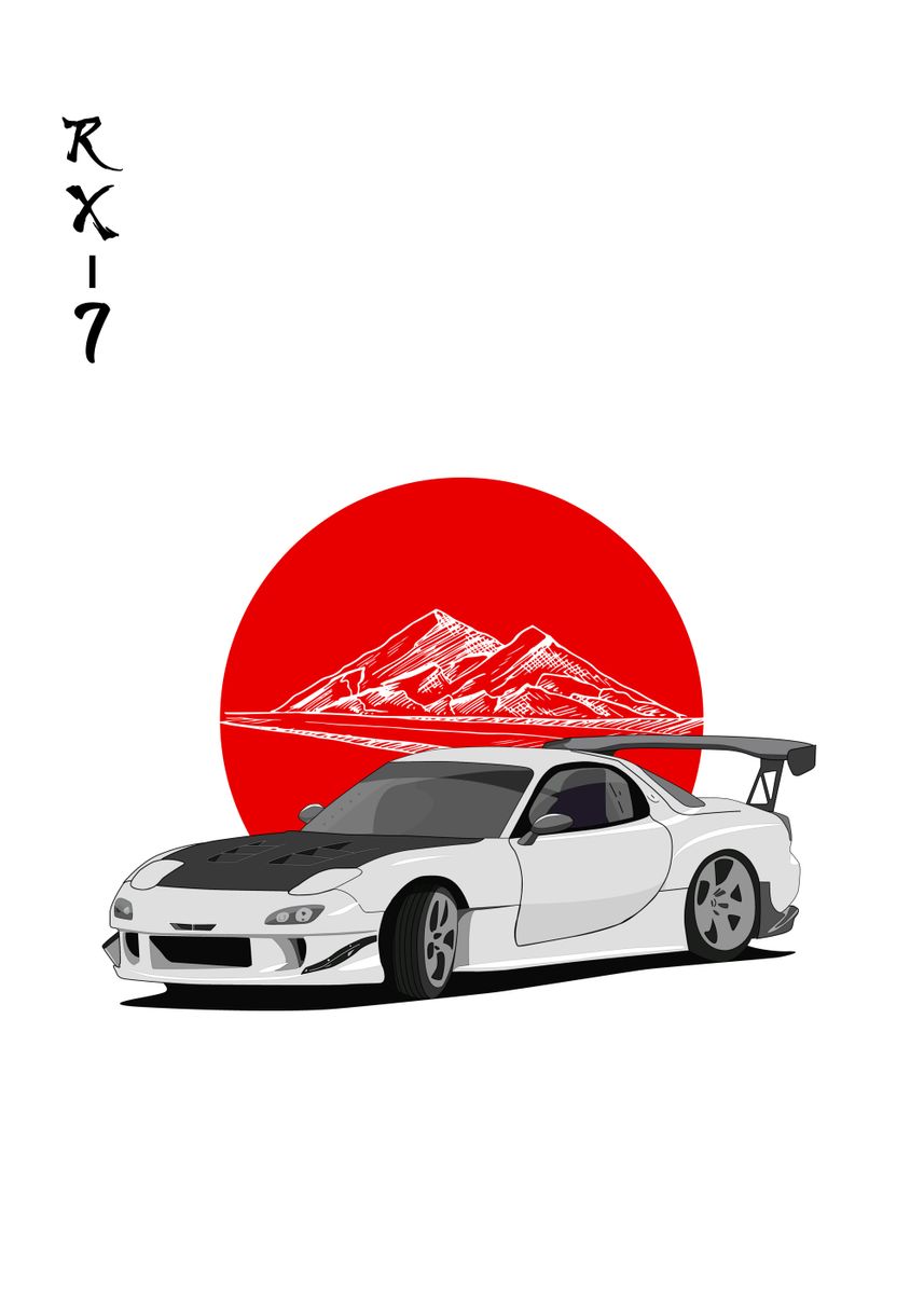 'Mazda RX7 Car' Poster, picture, metal print, paint by Faissal Thomas ...