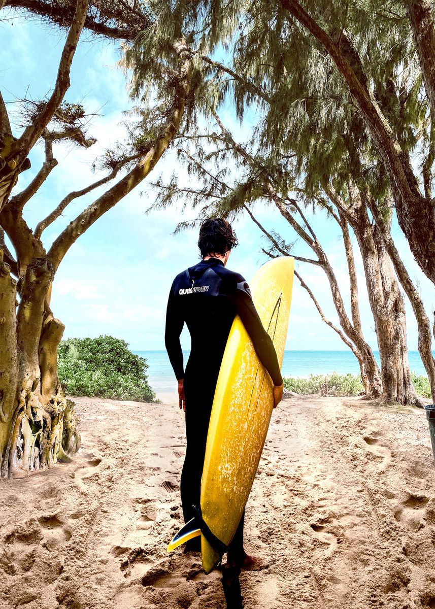 'Surf With Me' Poster, picture, metal print, paint by Gal Design | Displate