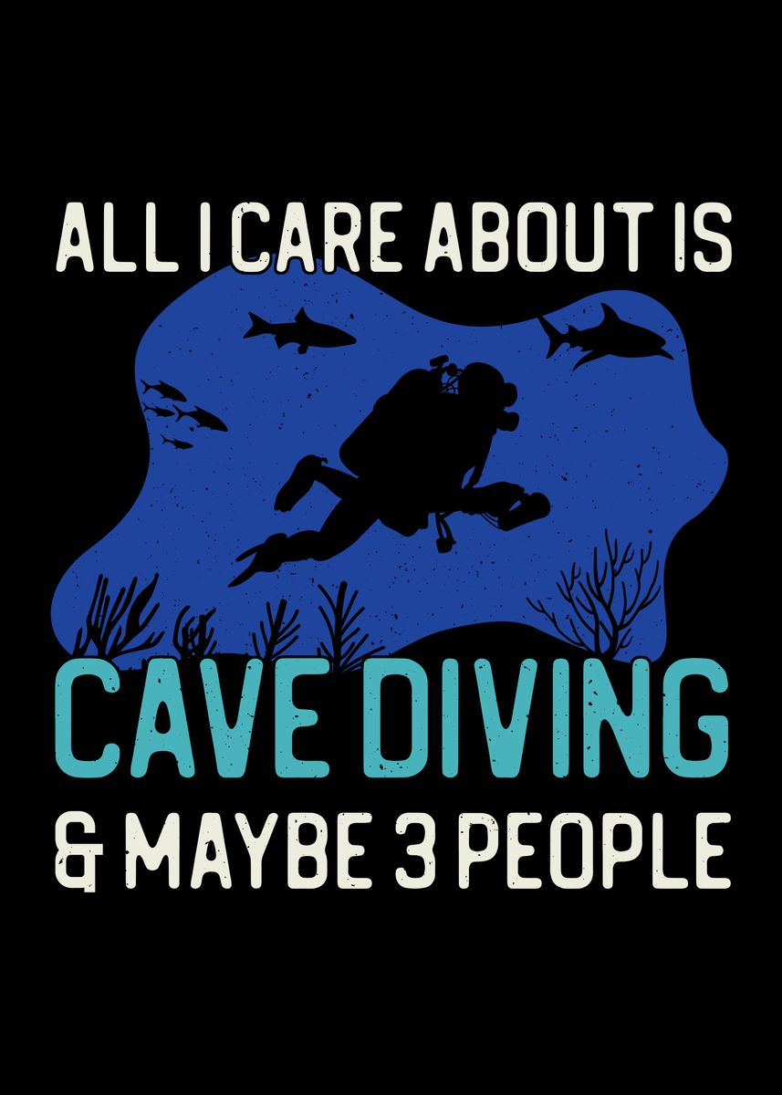 'Funny Cave Dive' Poster, picture, metal print, paint by Visualz | Displate