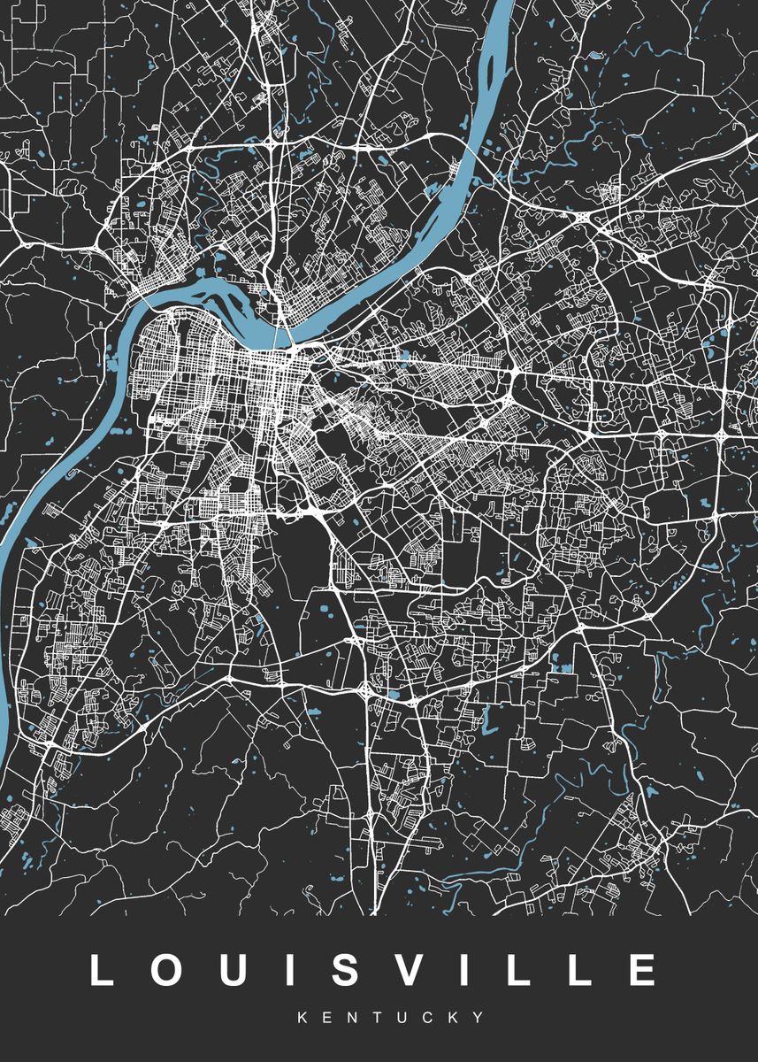 'LOUISVILLE City Map ' Poster, picture, metal print, paint by UrbanMaps ...