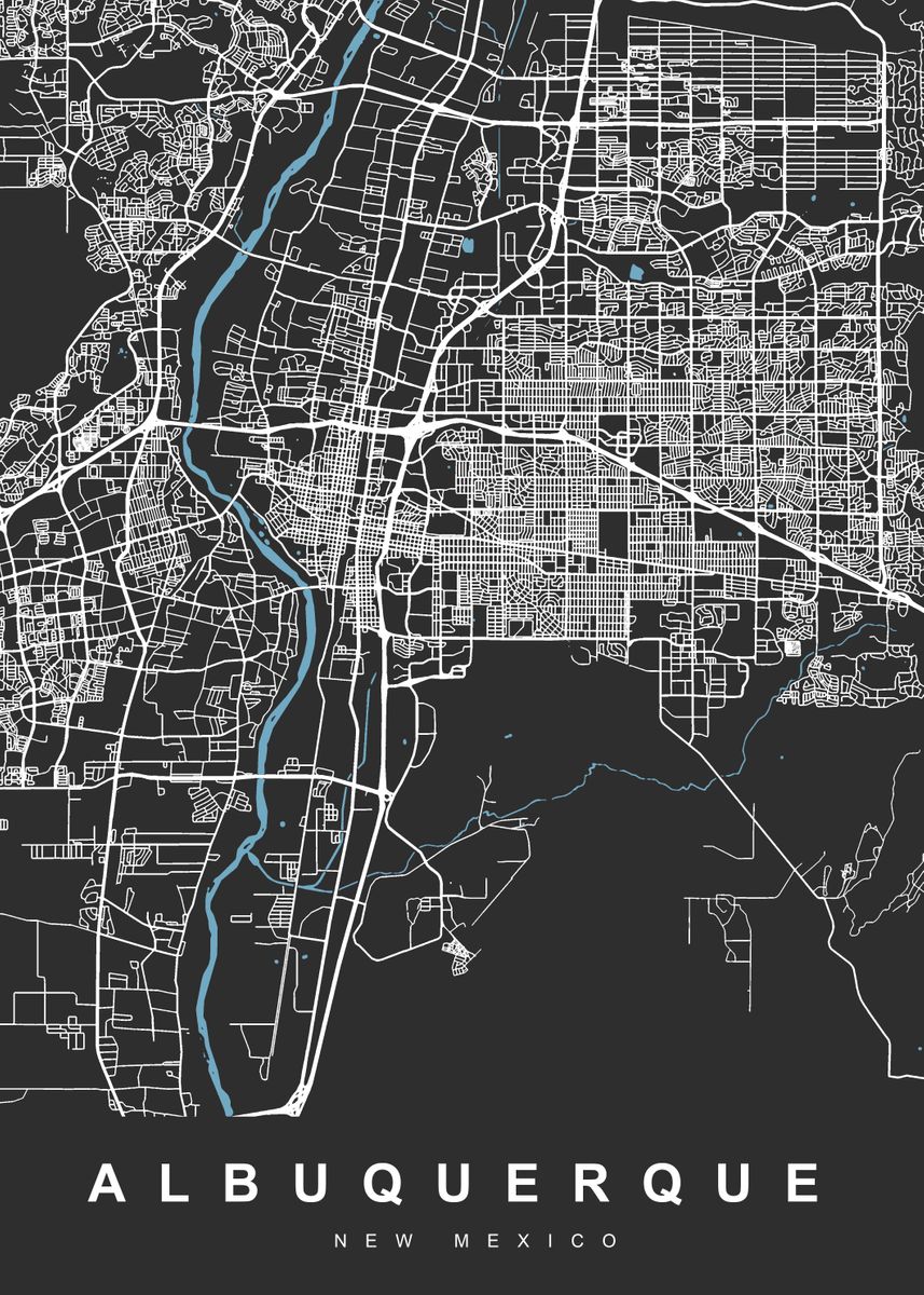 'ALBUQUERQUE City Map USA' Poster, picture, metal print, paint by ...