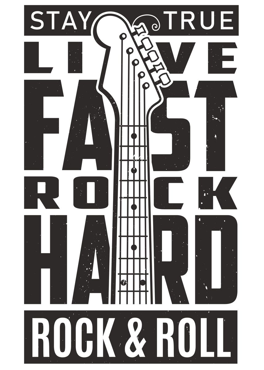 'LIVE FAST ROCK HARD' Poster, picture, metal print, paint by ...