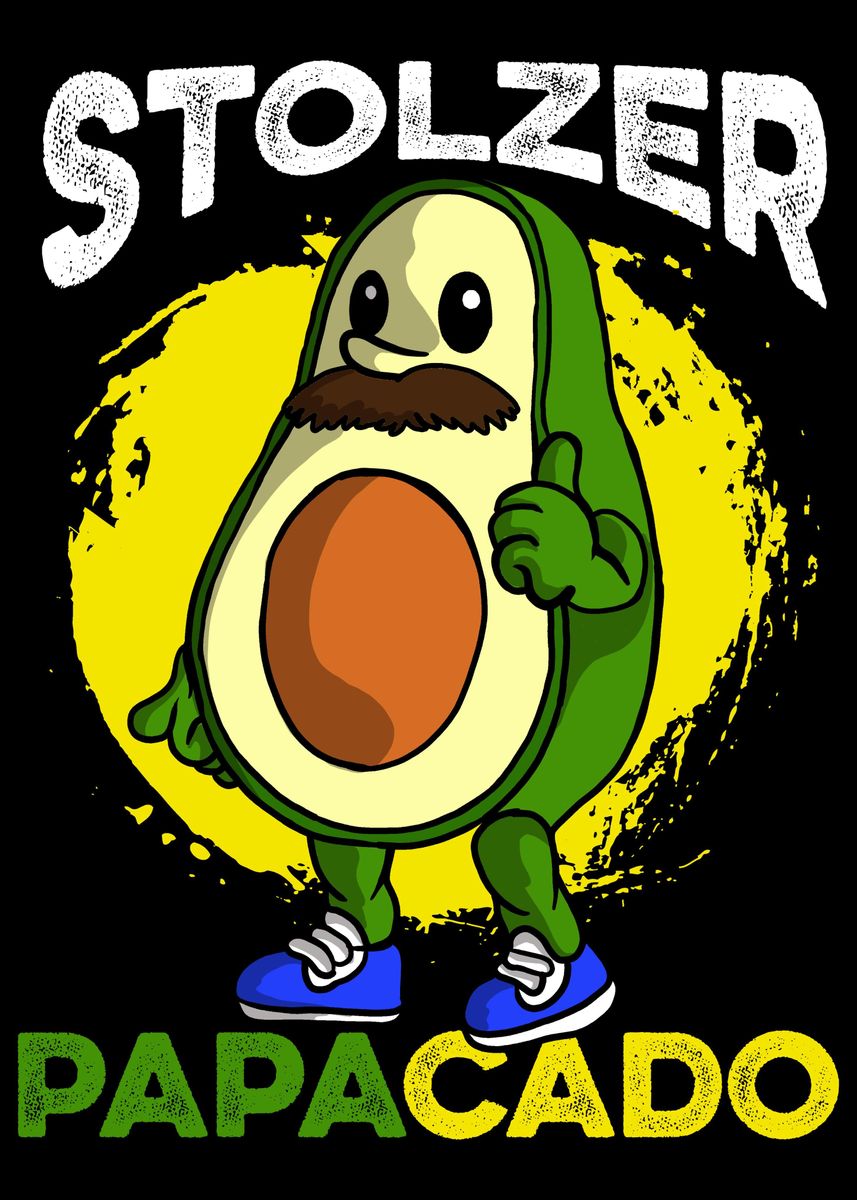 'Papacado Avocado Food' Poster, picture, metal print, paint by Hexor ...