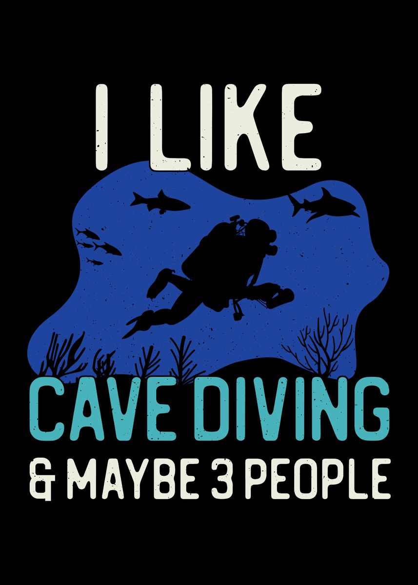 'Funny Cave Dive' Poster, picture, metal print, paint by Visualz | Displate