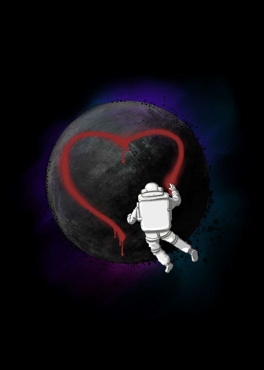 'Space Heart' Poster, picture, metal print, paint by Lukes Pixel Studio ...