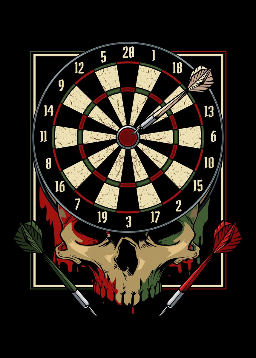 'Dart Skull Dartboard Bulls' Poster, picture, metal print, paint by ...