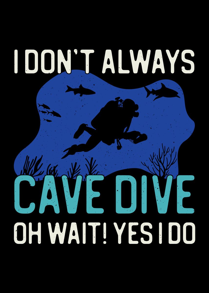 'Funny Cave Dive' Poster, picture, metal print, paint by Visualz | Displate