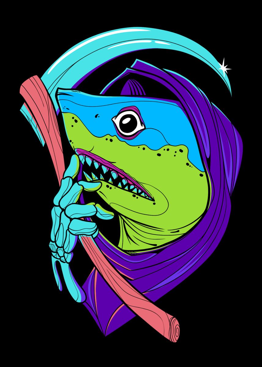 'Fin Reaper' Poster, picture, metal print, paint by MikeGaughran ...