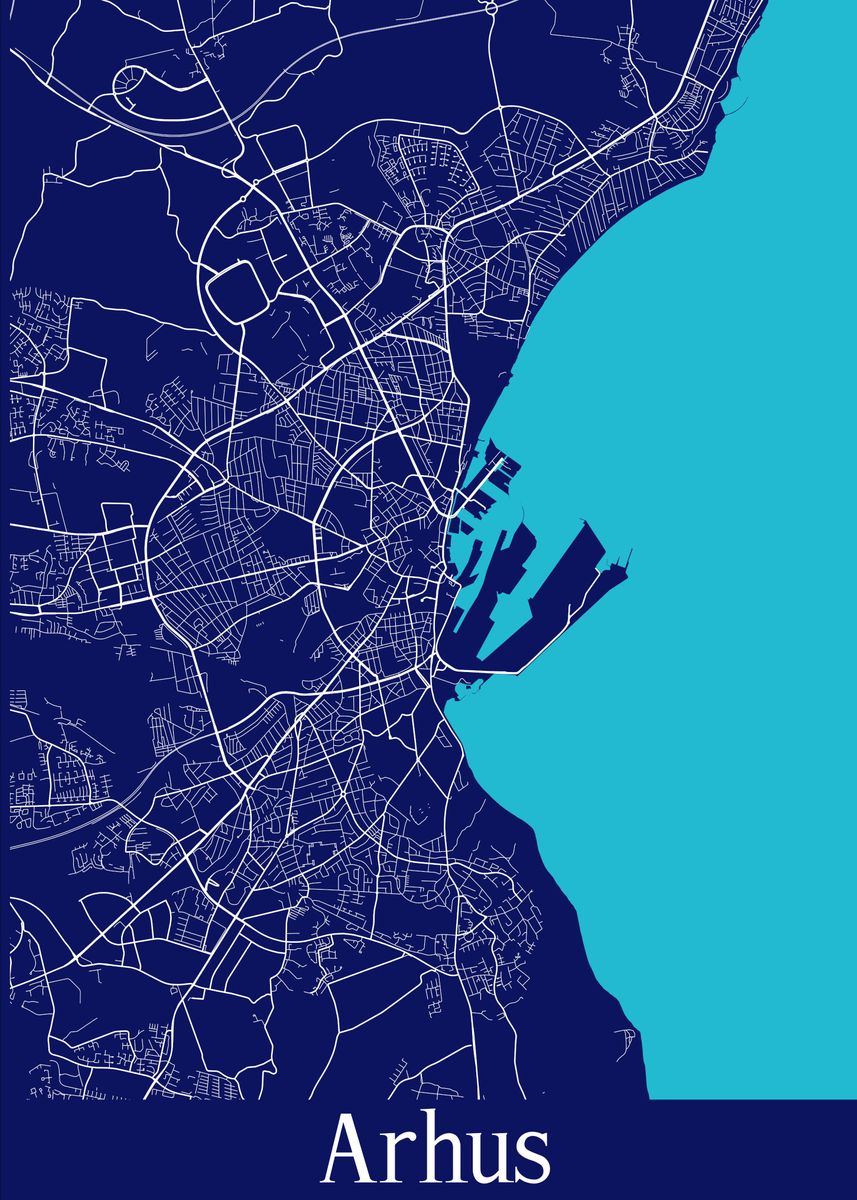 'Arhus Denmark Map' Poster by Tim Hinz | Displate