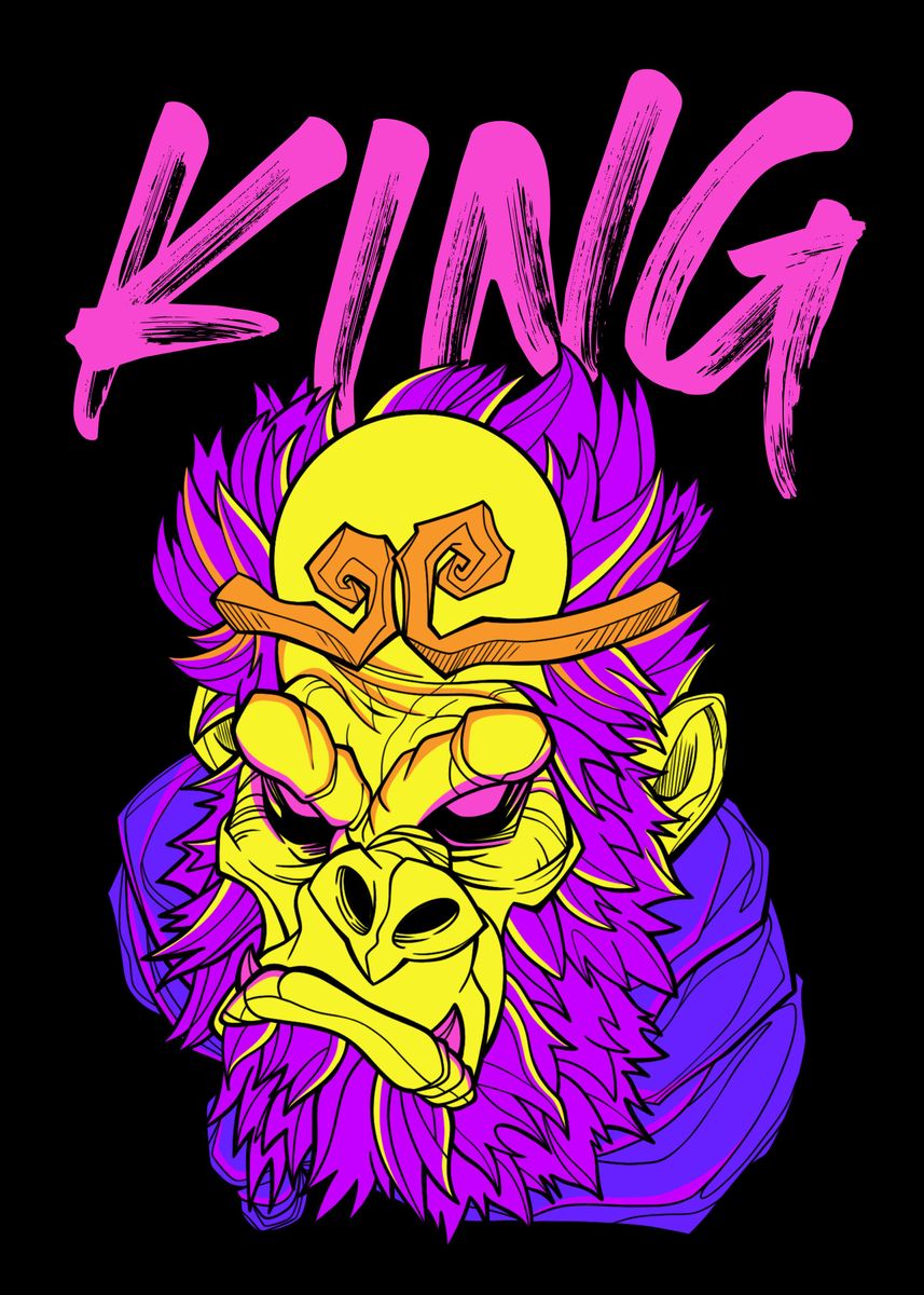'King Monkey' Poster, picture, metal print, paint by MikeGaughran ...