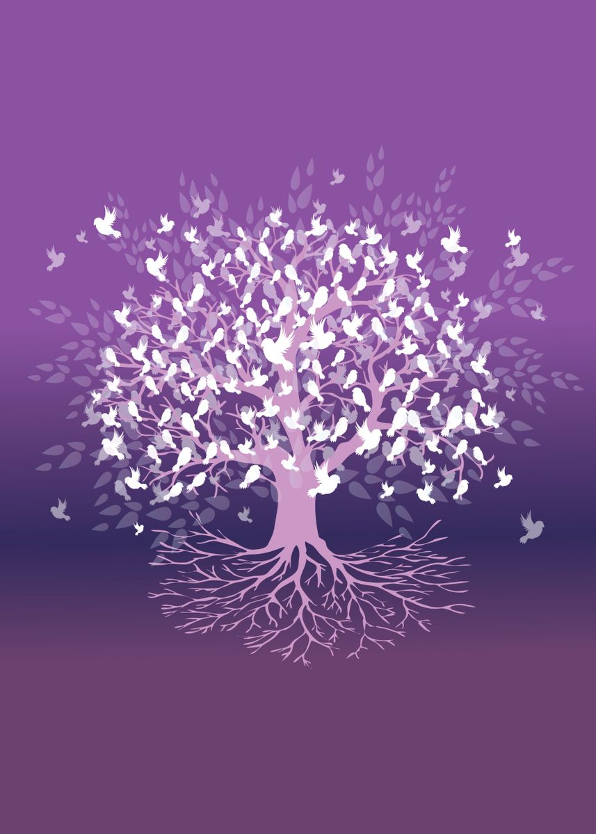 'Tree of life birds' Poster, picture, metal print, paint by Bianca ...