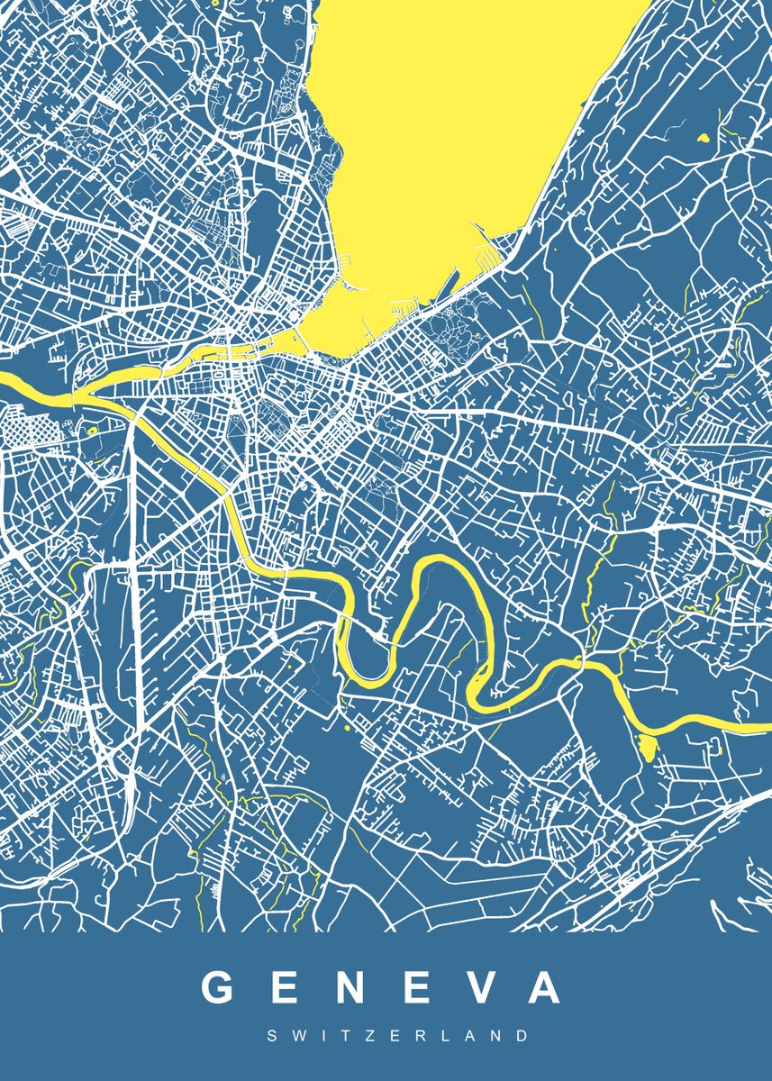 'GENEVA Switzerland ' Poster by UrbanMaps | Displate