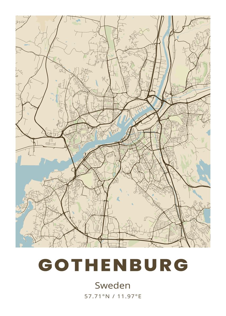 'Gothenburg City Map' Poster by Tarendra Studio | Displate