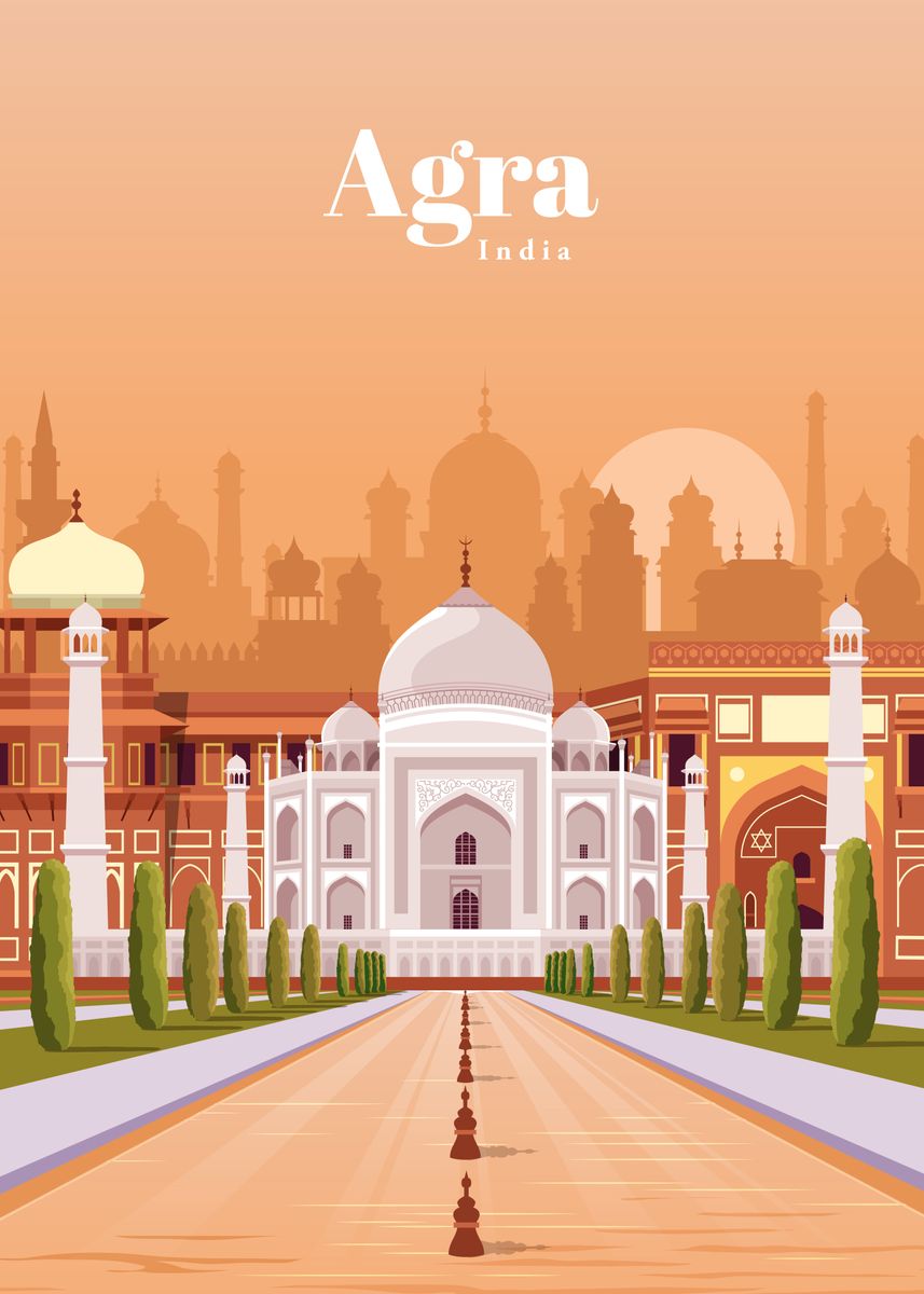 'Travel to Agra' Poster, picture, metal print, paint by Studio 324 ...