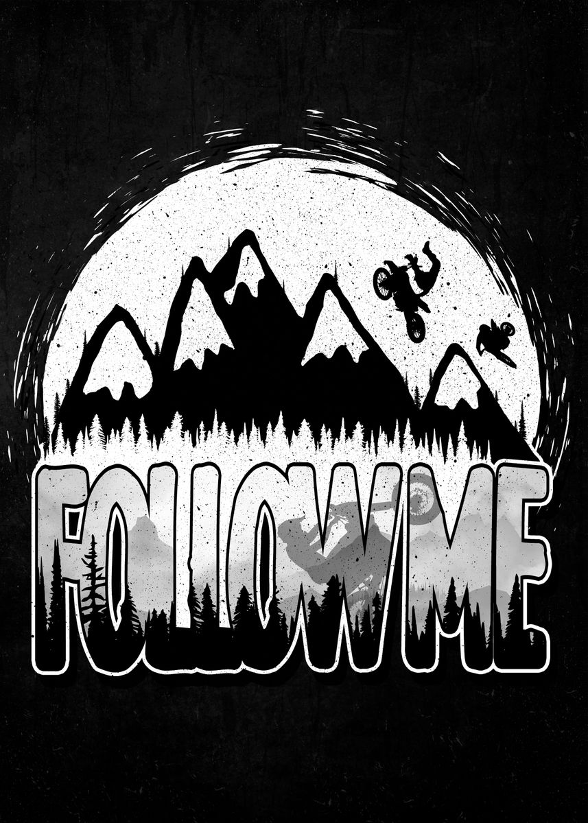 'Follow Me' Poster, picture, metal print, paint by One Red Fox | Displate