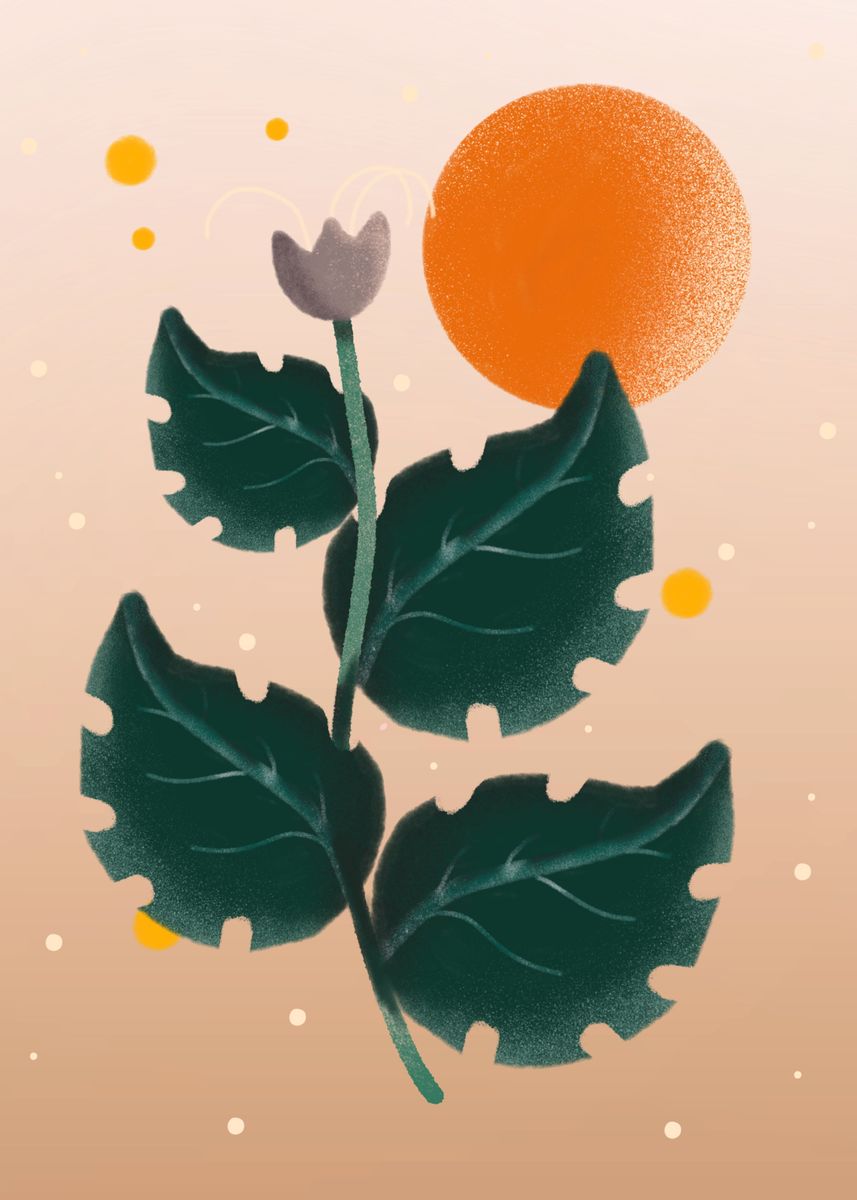 'Boho Plant Sun Flower' Poster, picture, metal print, paint by Foxxy ...