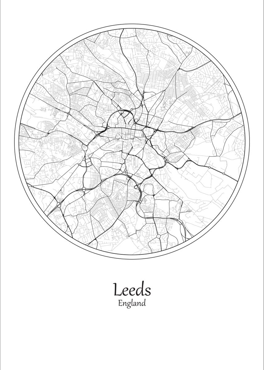 'Leeds City Map England' Poster by Gigi Bgm | Displate
