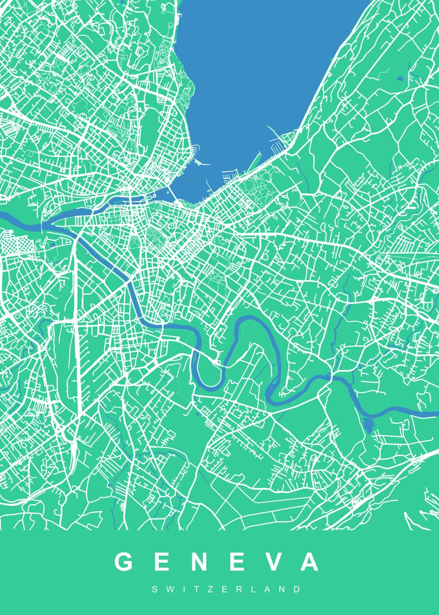 'GENEVA Art Map Switzerland' Poster by UrbanMaps | Displate