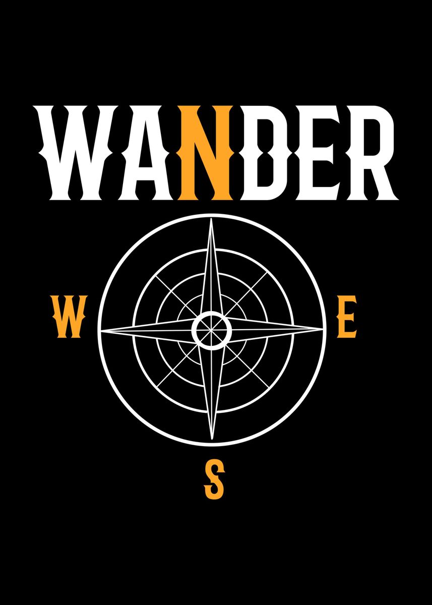 'Wander Compass' Poster, picture, metal print, paint by FunnyGifts ...