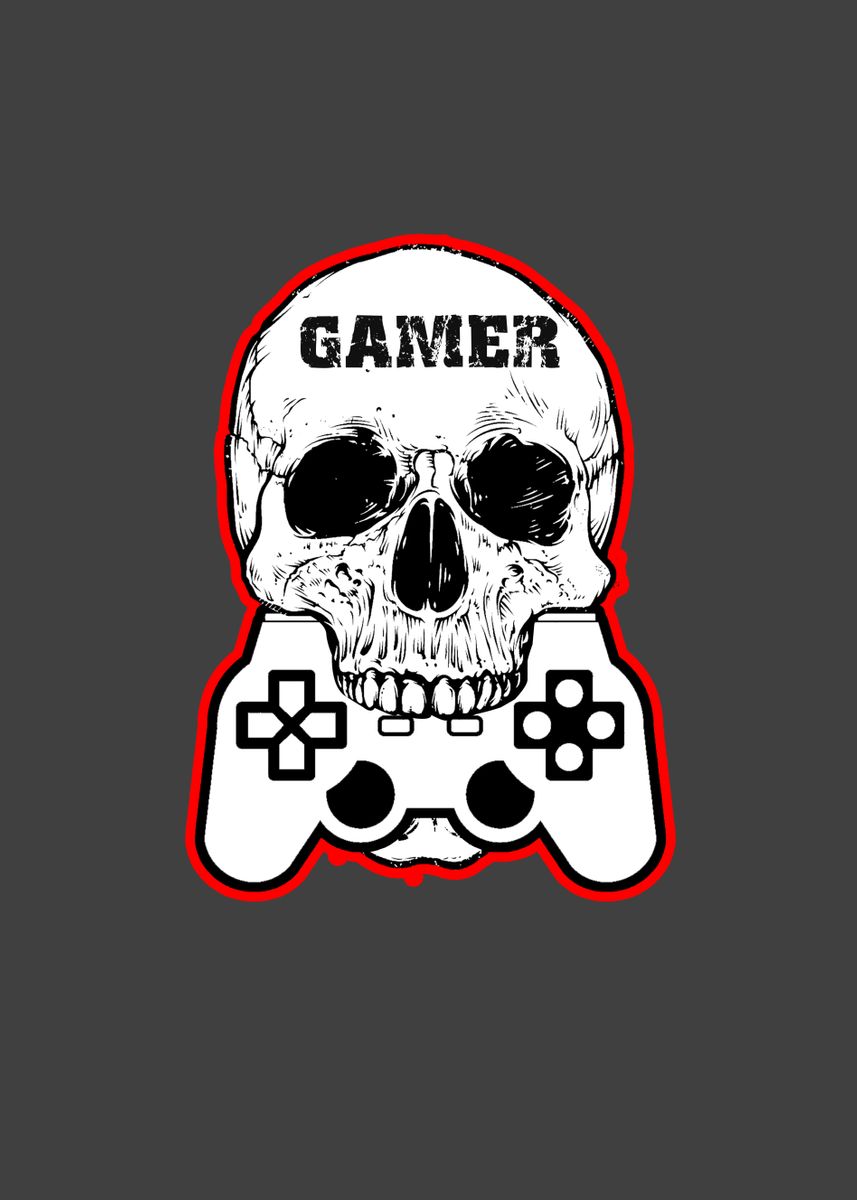 'Skull gamer' Poster, picture, metal print, paint by BeMi | Displate