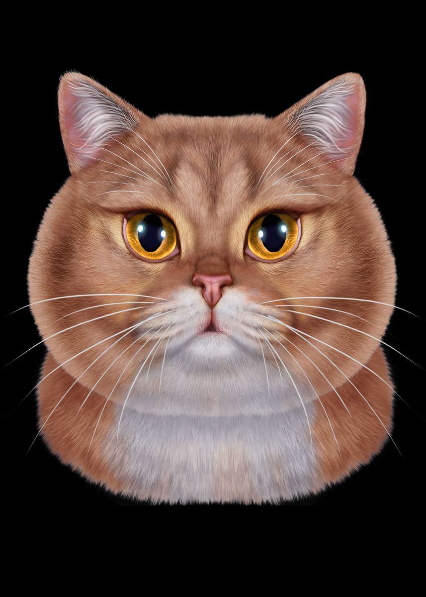 'Orange Tabby Chubby Cat' Poster, picture, metal print, paint by Jeff ...