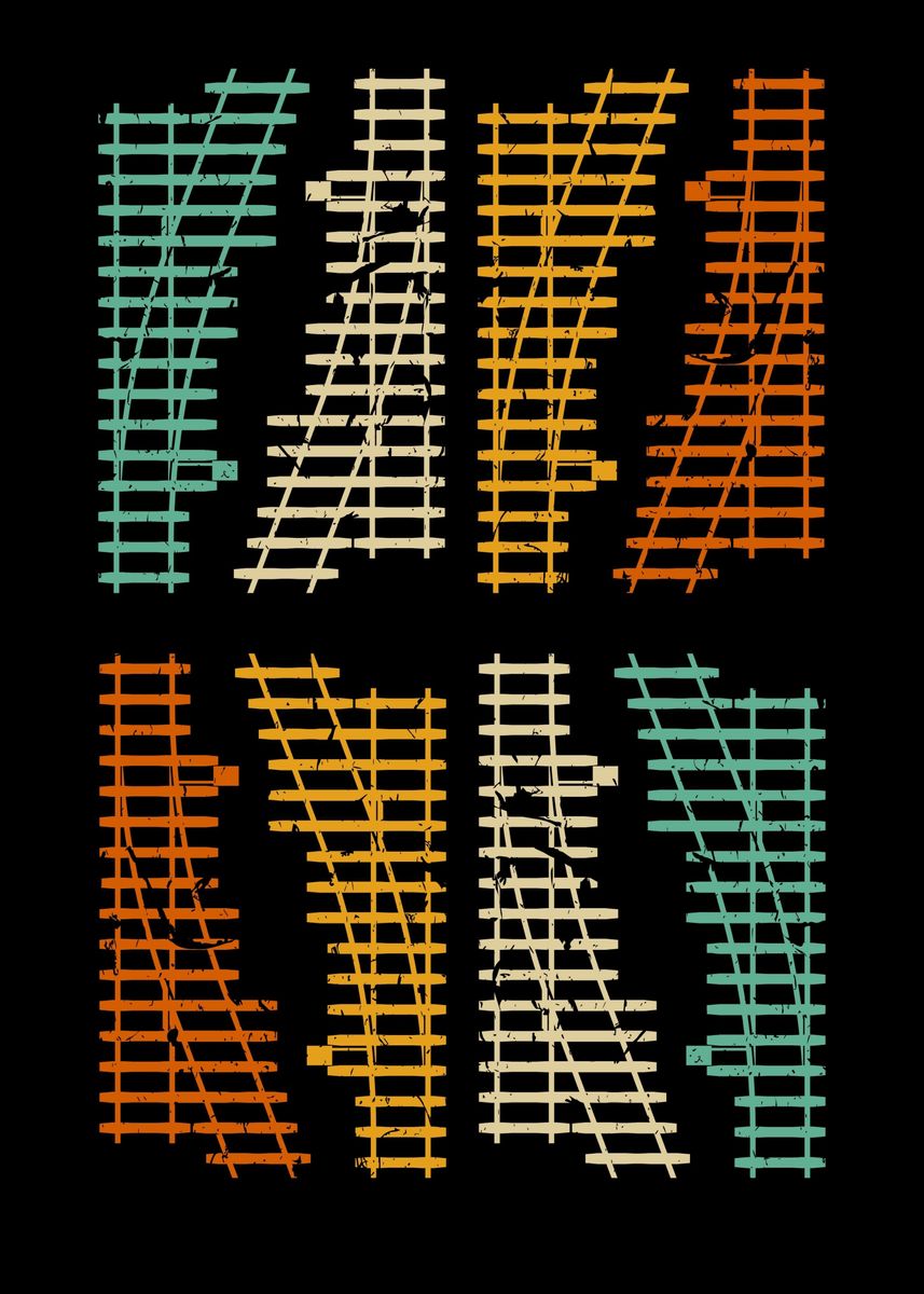 'Vintage Train Track Rail' Poster, picture, metal print, paint by ...