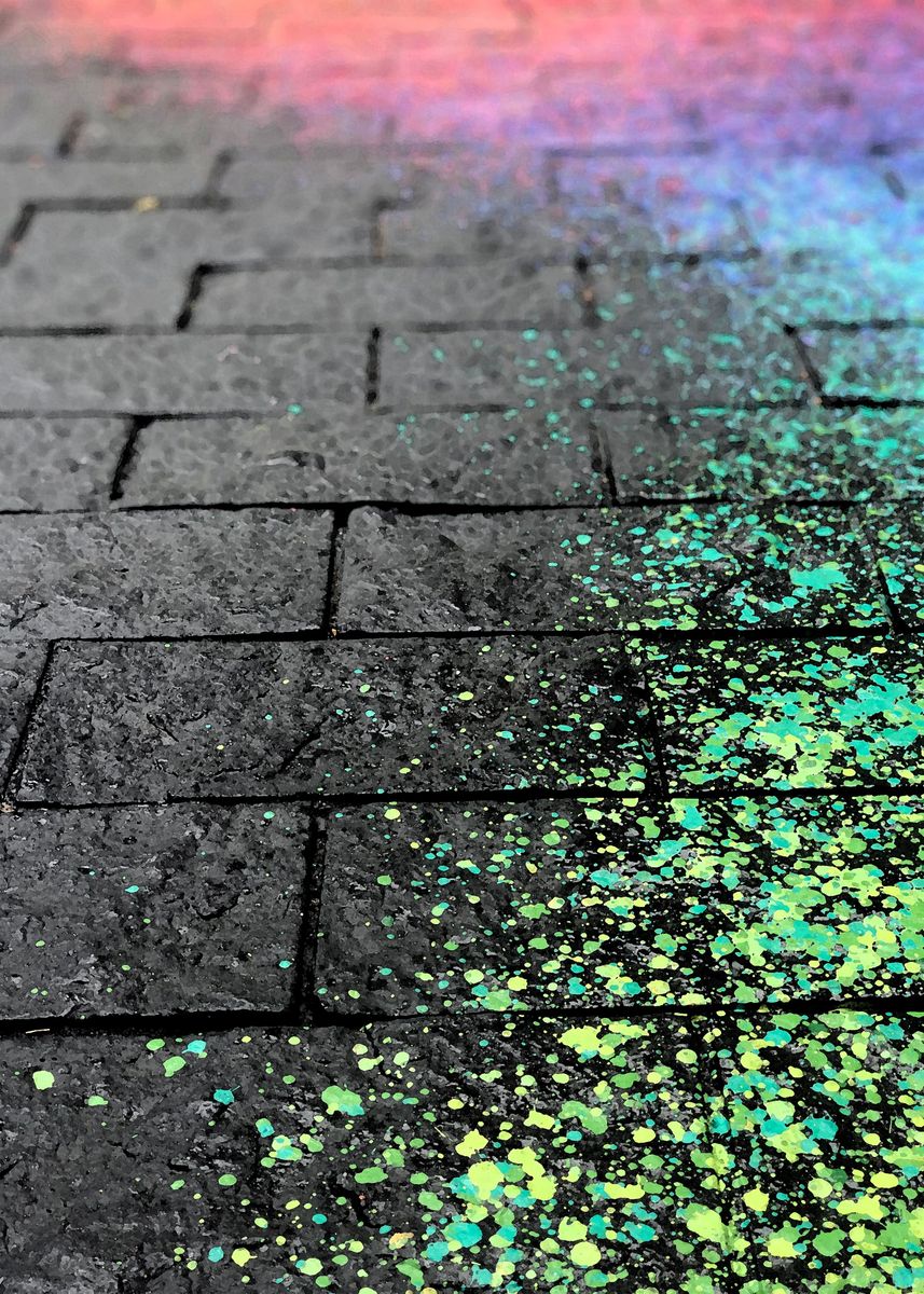 'Green and Blue Brick Road' Poster, picture, metal print, paint by ...