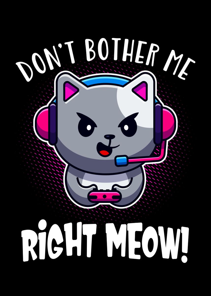 'Gaming Cat Cute Gamer Fun' Poster, picture, metal print, paint by ...
