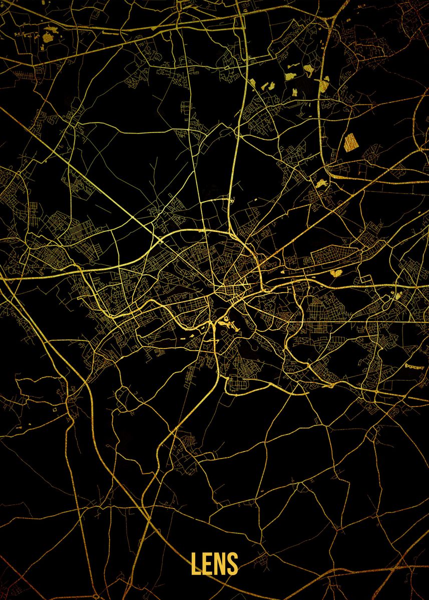 'Lens gold map' Poster by Stefano Lunghi | Displate