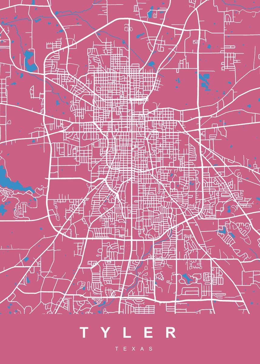 'TYLER Art Map Texas' Poster by UrbanMaps | Displate
