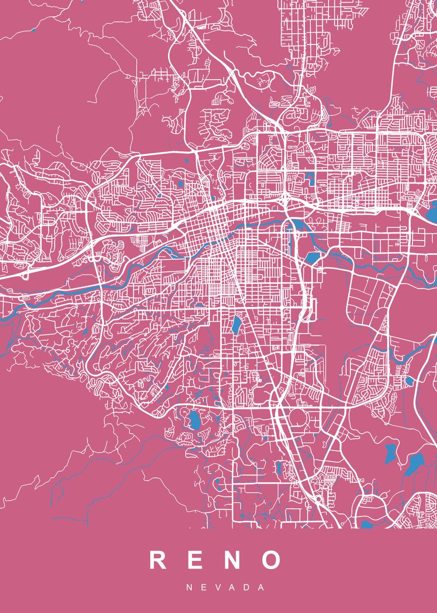 'RENO Art Map Nevada' Poster by UrbanMaps | Displate
