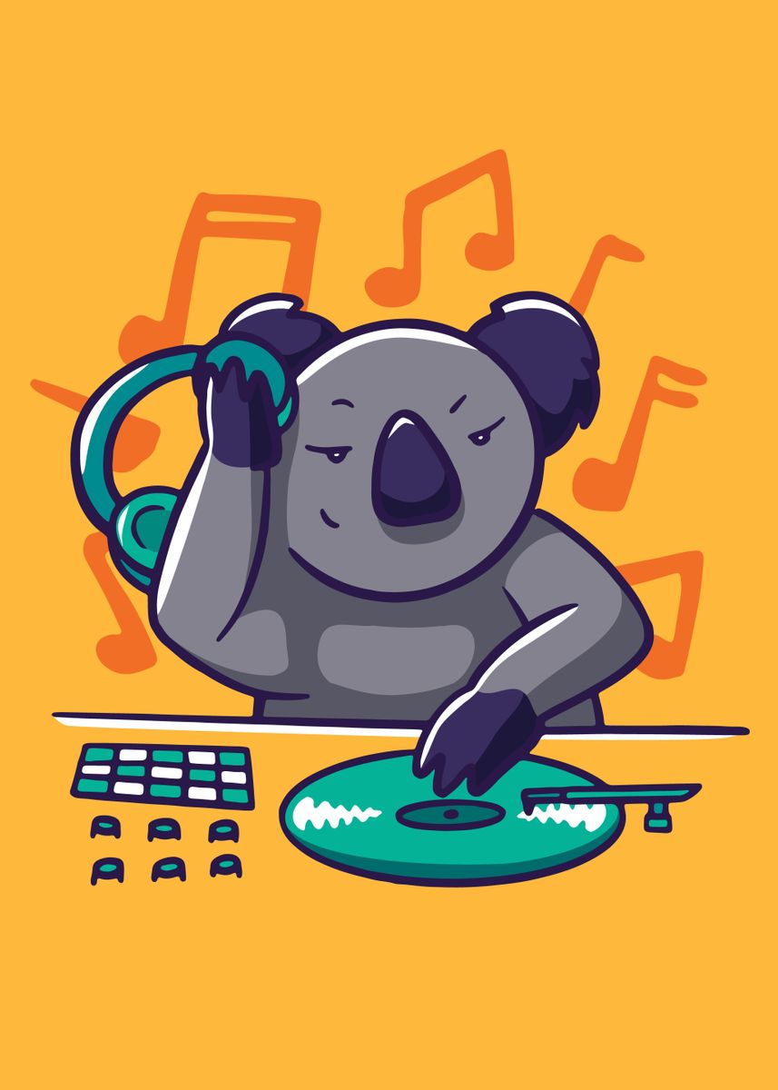 'Koala Dj' Poster, picture, metal print, paint by StonerPlates | Displate