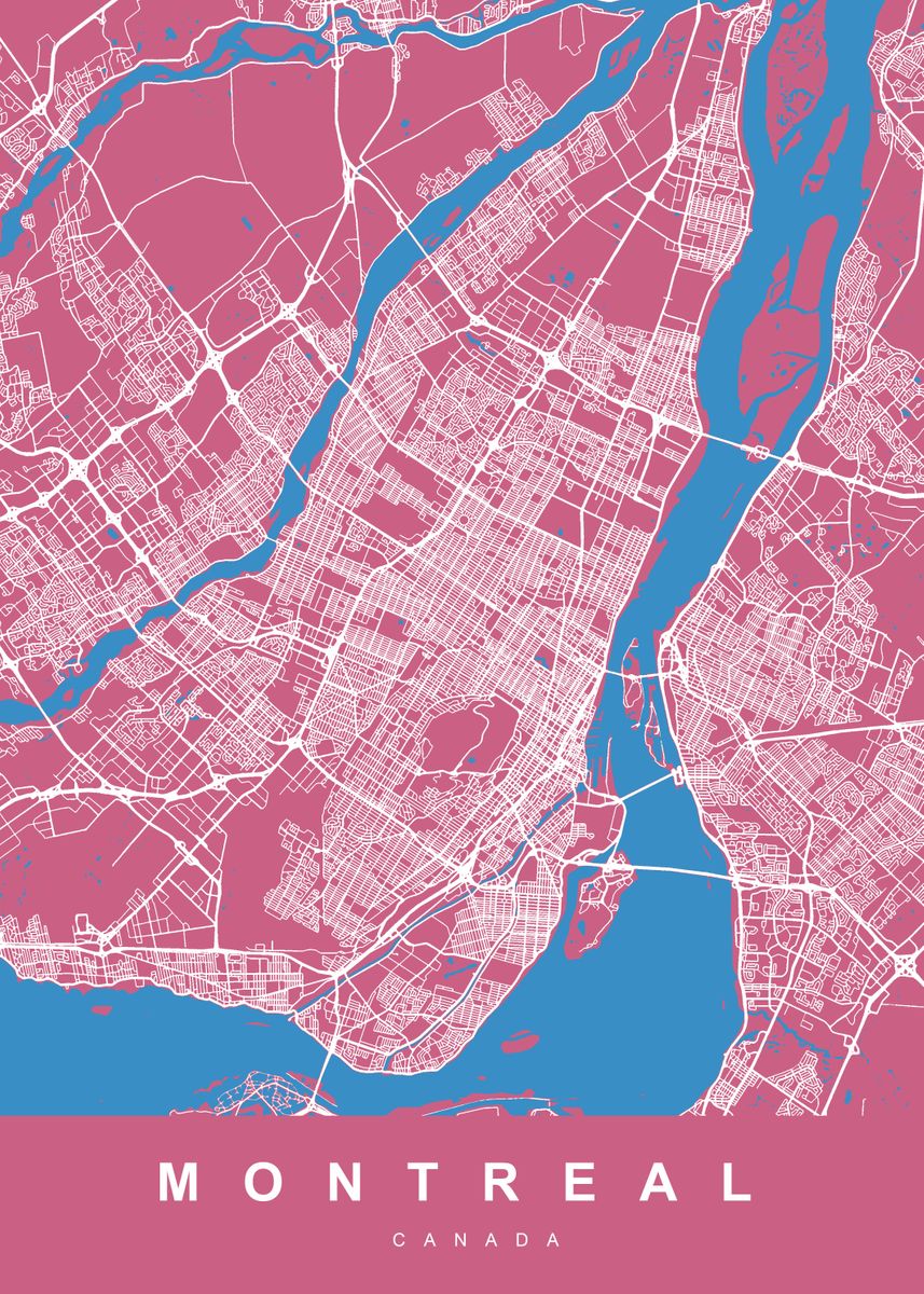 'MONTREAL Art Map Canada' Poster, picture, metal print, paint by ...