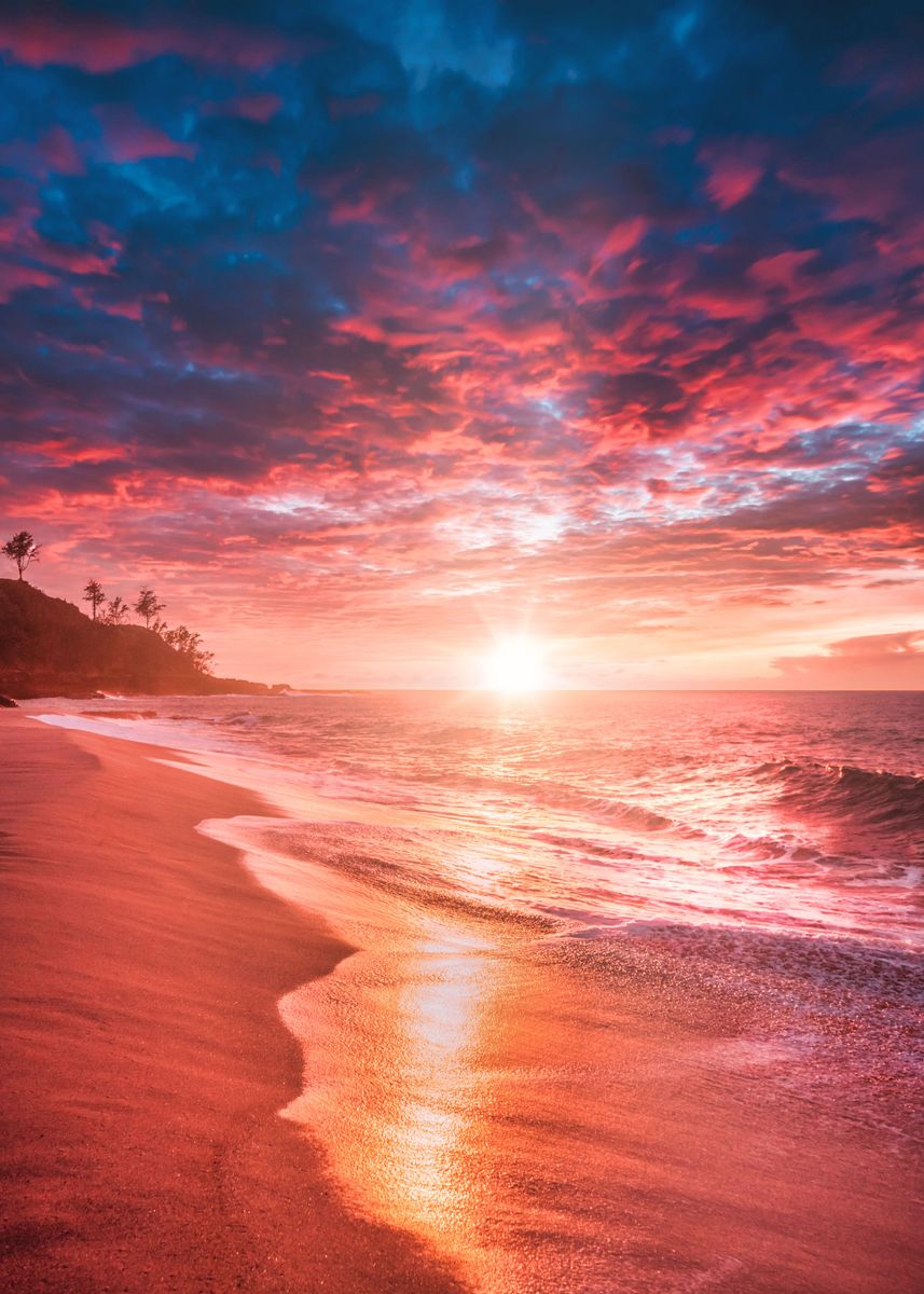 'sunset beach' Poster by RonnieArts | Displate