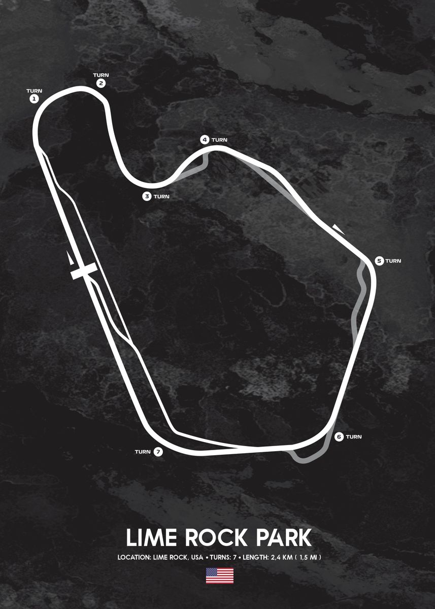 'Lime Rock Park' Poster, picture, metal print, paint by Mapsters | Displate